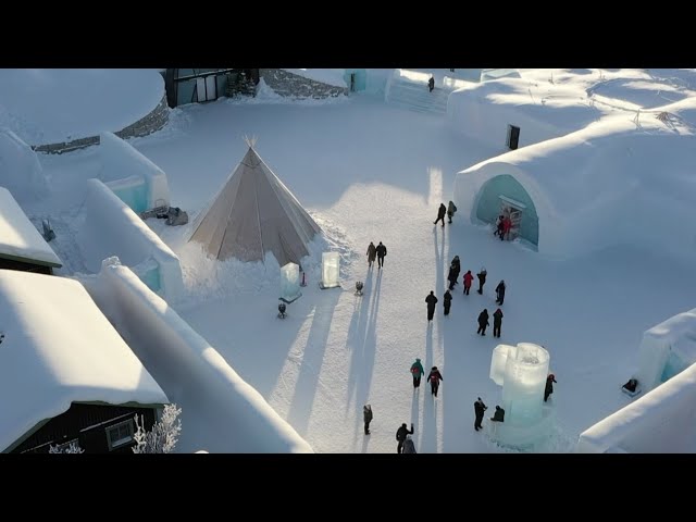 Tourists brave sub-zero temperatures for a night at Sweden's ice hotel